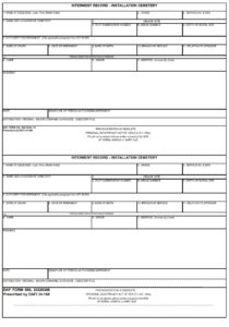 AF Form 593 - Interment Record - Installation Cemetery - AF Forms