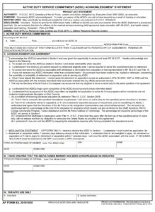 AF Form 63 - Active Duty Service Commitment (ADSC) Acknowledgement ...