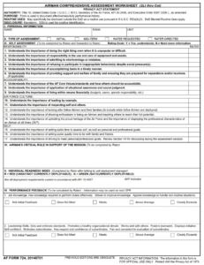 AF Form 724 - Airman Comprehensive Assessment Worksheet (2LT THRU COL ...