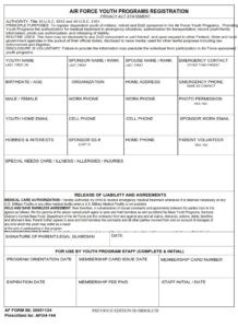 AF Form 88 - Air Force Youth Programs Registration - AF Forms