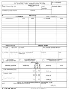 AF Form 8FM - Certificate Of Flight Manager Qualification - AF Forms