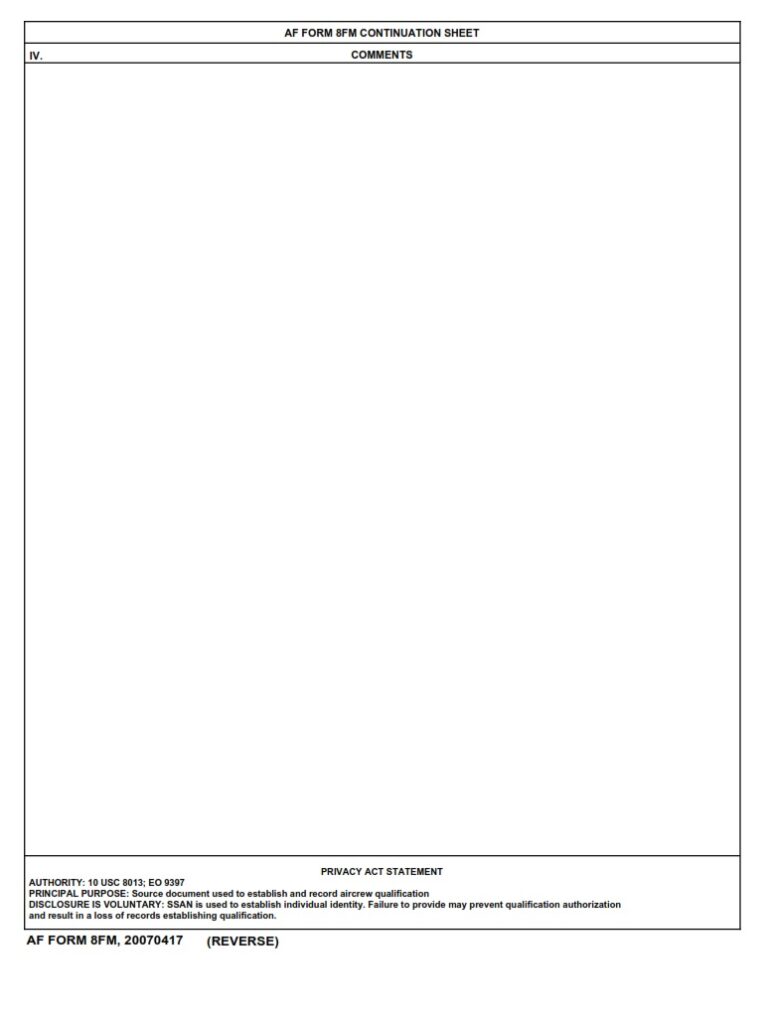 AF Form 8FM - Certificate Of Flight Manager Qualification - AF Forms