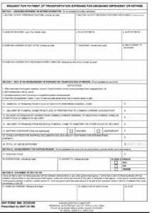 AF Form 969 – Request For Payment Of Transportation Expenses For ...