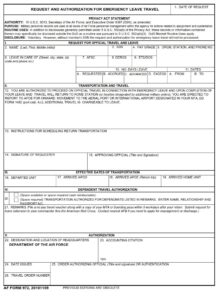 AF Form 972 – Request And Authorization For Emergency Leave Travel - AF ...