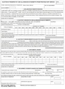 DAF Form 1962 – Electronic Reserve Pay And Allowances Or Benefits From ...