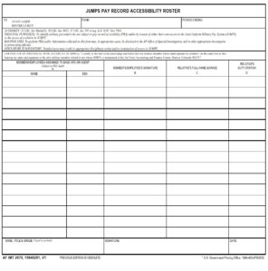 DAF Form 2070 - Jumps Pay Accessibility Roster - AF Forms