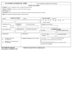 DAF Form 265 – Afo Payment Authorization (Jumps) - AF Forms