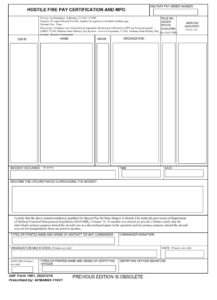 DAF Form C1881 - Hostile Fire Pay Certification And MPO - AF Forms