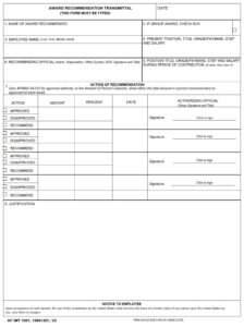 AF Form 1001 - Award Recommendation Transmittal - AF Forms