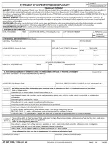 AF Form 1168 - Statement Of Suspect/Witness/Complainant - AF Forms