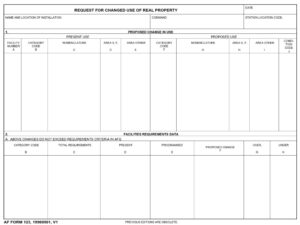 AF Form 123 - Request For Changed Use Of Real Property - AF Forms