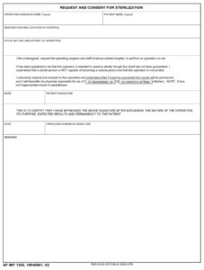 AF Form 1302 - Request And Consent For Sterilization - AF Forms