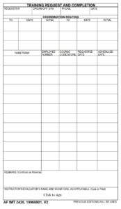 AF Form 2426 - Training Request And Completion - AF Forms