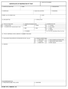 AF Form 2772 - Certificate Of Respirator Fit Test - AF Forms
