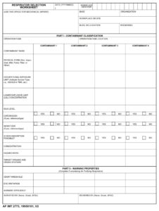 AF Form 2773 - Respirator Selection Worksheet - AF Forms