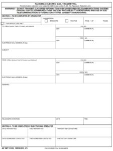 AF Form 3535 – Facsimile Electro Mail Transmittal - AF Forms