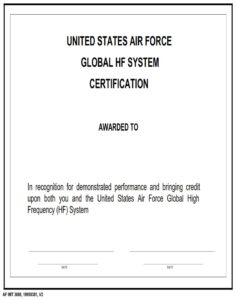 AF Form 3669 - United States Air Force Global HF System Certification ...