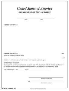 AF Form 44 – Certificate Of Records - AF Forms
