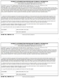 AF Form 786 – Patient’s Authorization For Release Of Medical ...
