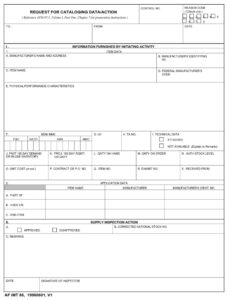 AF Form 86 - Request For Cataloging Data/Action - AF Forms
