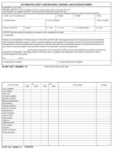 AF Form 1047 - Automotive Craft Center Work, Parking And Storage Permit ...
