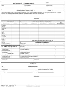 AF Form 1875A - NAF Individual Cashier's Report - AF Forms