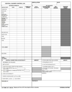 AF Form 1877 - Central Cashier Control Log - AF Forms