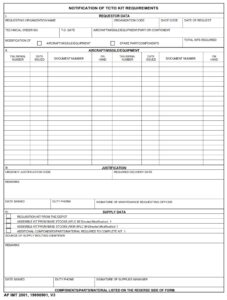 AF Form 2001 - Notification Of TCTO Kit Requirements - AF Forms