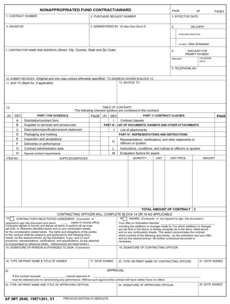 AF Form 2640 - Nonappropriated Fund Contract/Award (PDF) - AF Forms