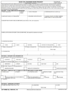 AF Form 332 - Base Civil Engineer Work Request - AF Forms