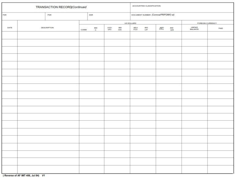 AF Form 406 - Miscellaneous Obligation/Reimbursement Document - AF Forms