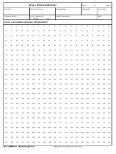AF Form 465 - Bench Stock Inventory (Not LRA) - AF Forms