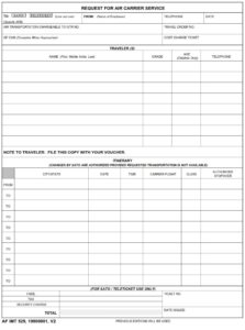 AF Form 529 - Request For Air Carrier Service - AF Forms