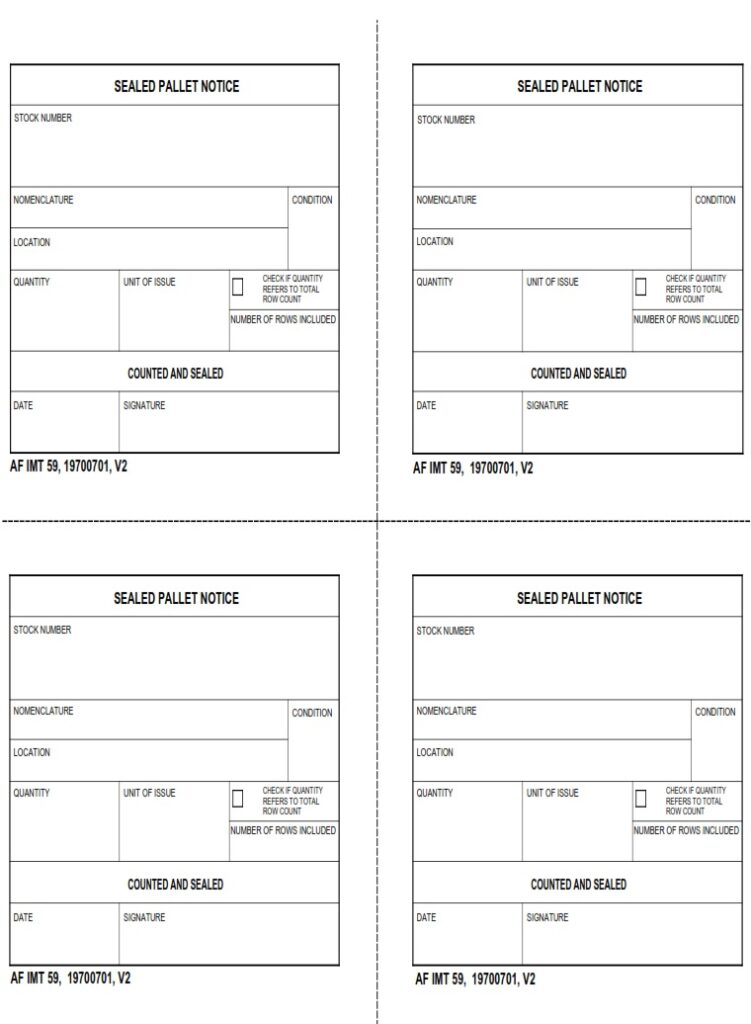 AF Form 59 – Sealed Pallet Notice - AF Forms