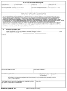 AF Form 616 - Fund Cite Authorization (FCA) - AF Forms
