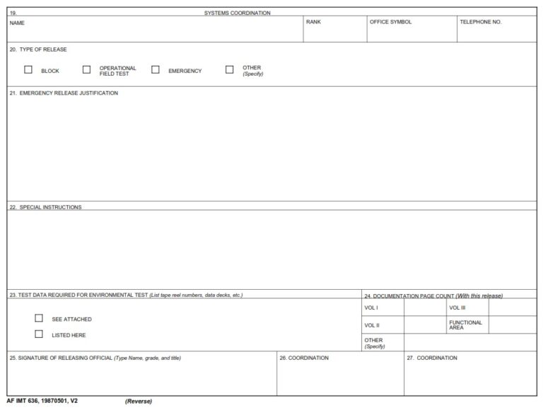 AF Form 636 – Systems Change Release Document - AF Forms