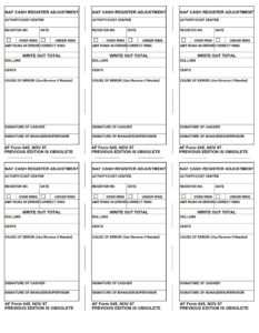 AF Form 645 - Cash Register Adjustment - AF Forms