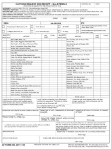 AF Form 656 - Clothing Request And Receipt -- Male/Female - AF Forms