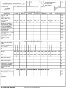 AF Form 708 – Swimming Pool Operational Log - AF Forms