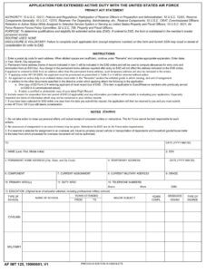 AF Form 125 - Application For Extended Active Duty With The United ...