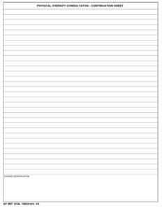 AF Form 1536 - Physical Therapy Consultation - Continuation Sheet - AF ...