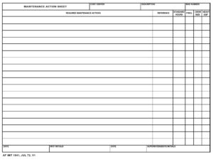 AF Form 1841 - Maintenance Action Sheet - AF Forms