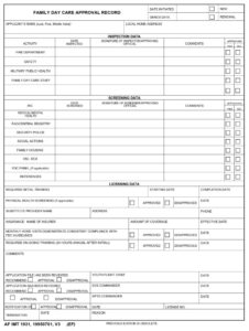 AF Form 1931 - Family Day Care Approval Record - AF Forms
