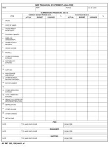 AF Form 262 - Naf Financial Statement Analysis - AF Forms