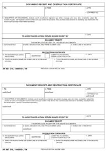 AF Form 310 - Document Receipt And Destruction Certificate - AF Forms