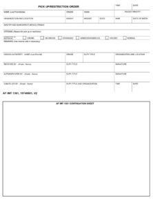 AF Form 1361 – Pick Up/Restriction Order (Not LRA) - AF Forms