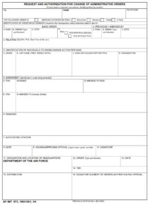 AF Form 973 – Request And Authorization For Change Of Administrative ...